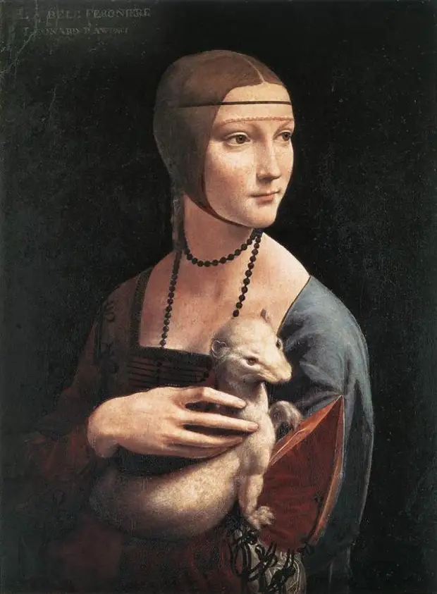 Mofumahali ea nang le ermine. Setšoantšo sa Cecilia Gallerani. Leonardo da Vinci