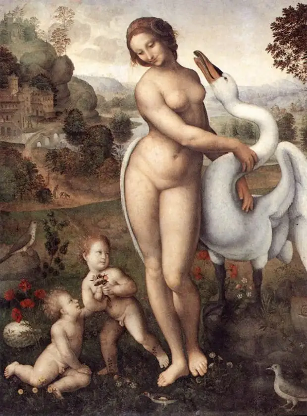 Leda dengan angsa. Leonardo da Vinci