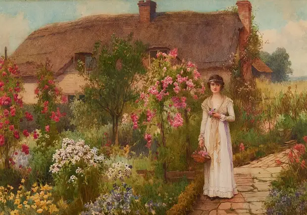 Kënschtler William Affleck (William Affleck) 1869-1909 England.