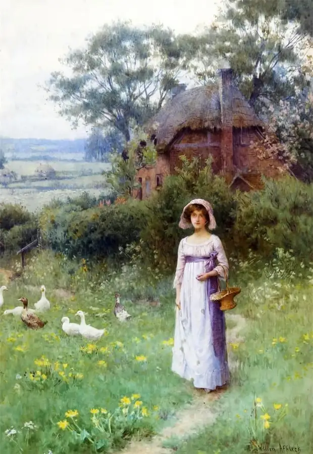 Artist William Affleck (William Affleck) 1869-1909 England.