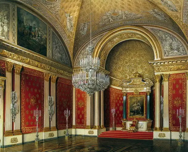 Ime ime ụlọ nke Winter Palace na Hermitage na watercolor nke EP Hau dere.