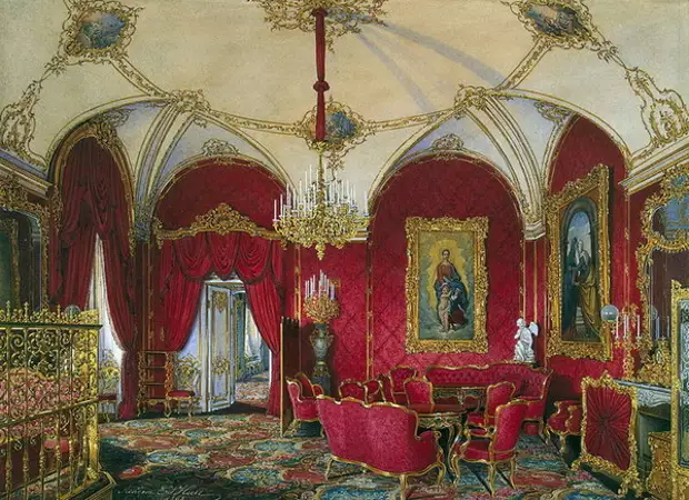 Izinto zangaphakathi ze-Winter Palace ne-Hermitage kuma-watercolor ngu-E.P Hau.