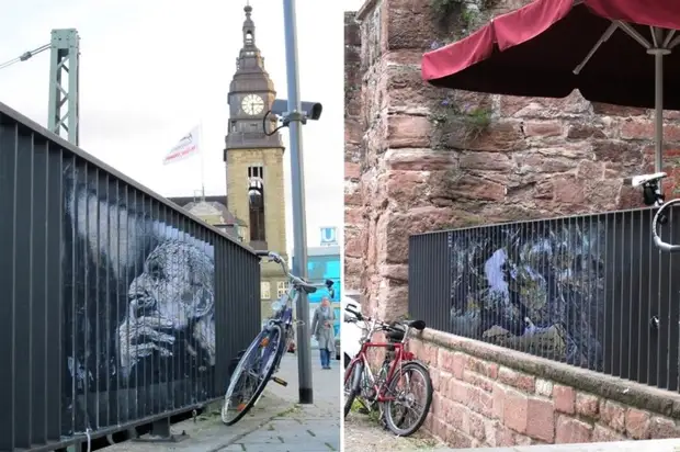 Zebrating-Art studiyasidagi panjara ustidagi grafiti illyuziyalari