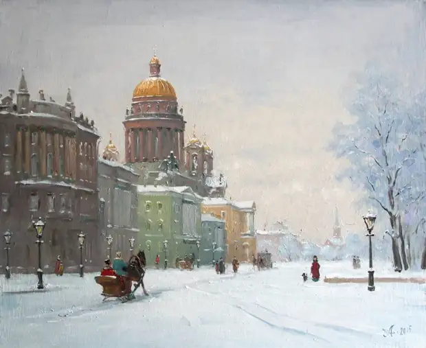 Nghệ sĩ Alexandrovsky Alexander Alexandrovich - phong cảnh mùa đông / Saint Petersburg