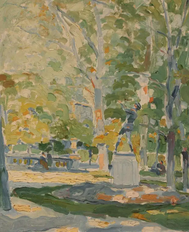 Preço de venda: Pierre De Belay (1890-1947), Park Scene, óleo sobre tela, 23,25 x 19,25