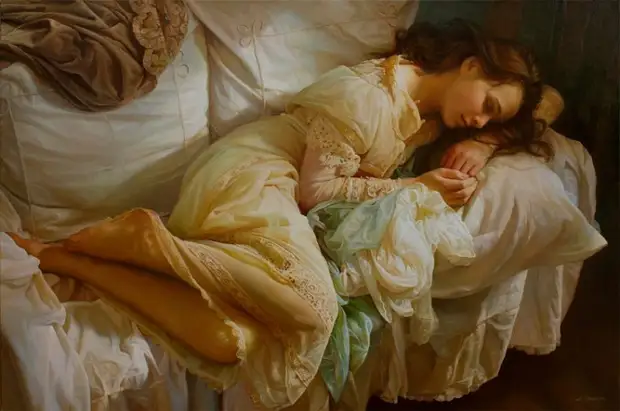 Poetry of the female body in hyperrealistic oil paintings by Sergei Marshennikov