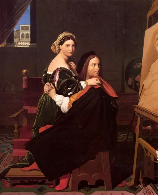 Raphael and Fornarina - Jean Auguste Dominique Ingres (1814, พิพิธภัณฑ์ Fogg, เคมบริดจ์, แมสซาชูเซตส์)