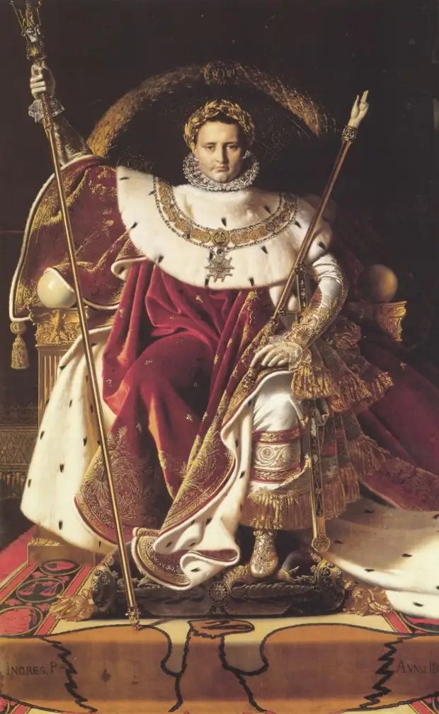 Napoleon um keeserlechen Troun - Jean Auguste Dominique Ingres (1806, Arméi Musée, Paräis)