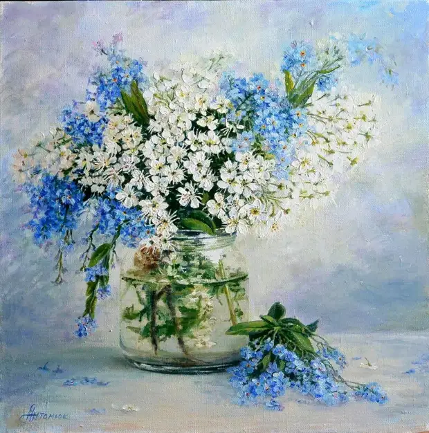 Forget-me-nots in the bank