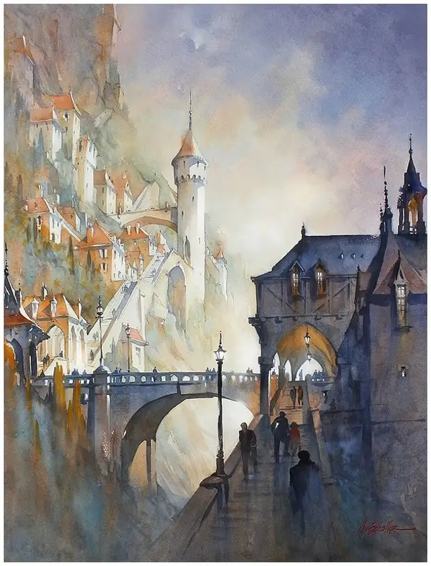 Watercolor landscapes by Thomas Schaller