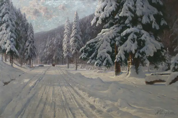 Andrey Shilder. Winterstraße. 1904. Privatsammlung