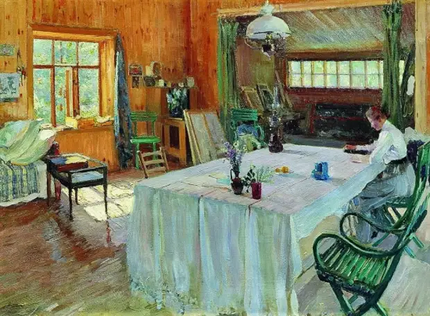 Artist Sergei Vinogradov (1869 - 1938). Nna -ukwu anyanwụ