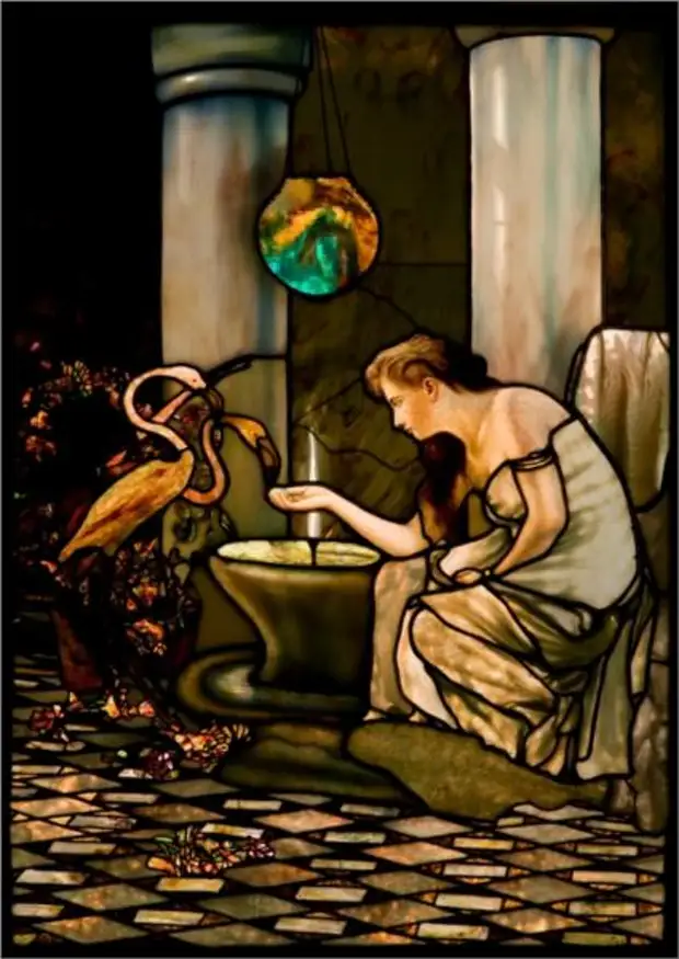 "Wat goed! Hoe helder en helder schijnt het veelkleurige glas..." Amerikaanse kunstenaar en ontwerper Louis Comfort Tiffany (1848 - 1933)