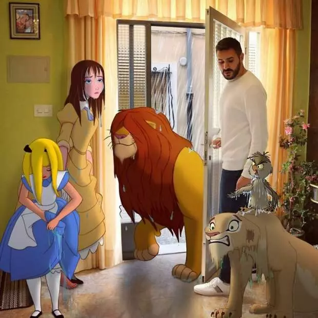 The artist adds Disney characters to his photos