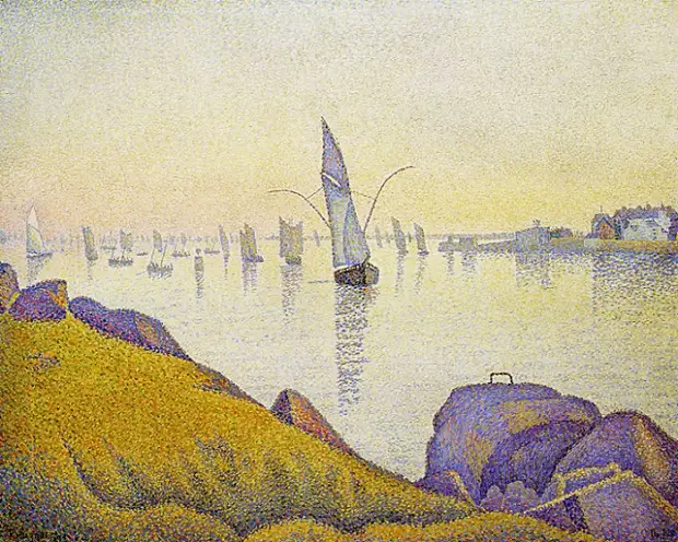 Concarneau. Vespera Paco, 1891. Aŭtoro: Paul Signac.