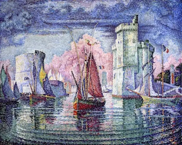 ทางเข้าท่าเรือ La Rochelle, 1921. ผู้แต่ง: Paul Signac.