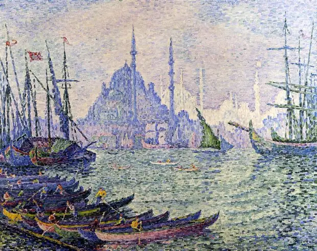 金角，君士坦丁堡（尖塔），1907 年。作者：Paul Signac。