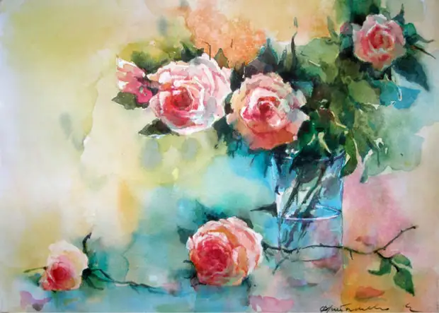 The watercolor garden on the other side of reality ... Artist Elena Drobysheva