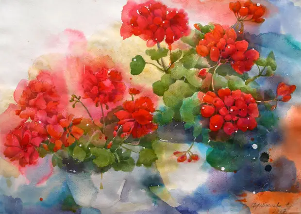 The watercolor garden on the other side of reality ... Artist Elena Drobysheva