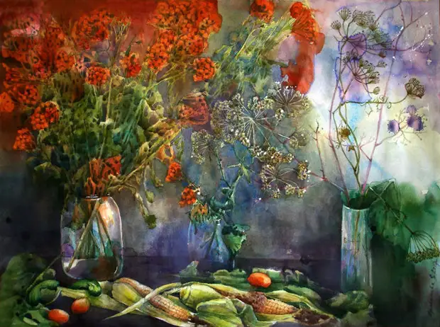 El jardín de acuarelas al otro lado de la realidad ... Artista Elena Drobysheva