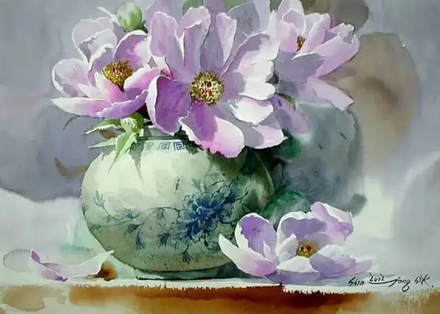 Si Shin Jong Sik (신종식) artista sa watercolor.