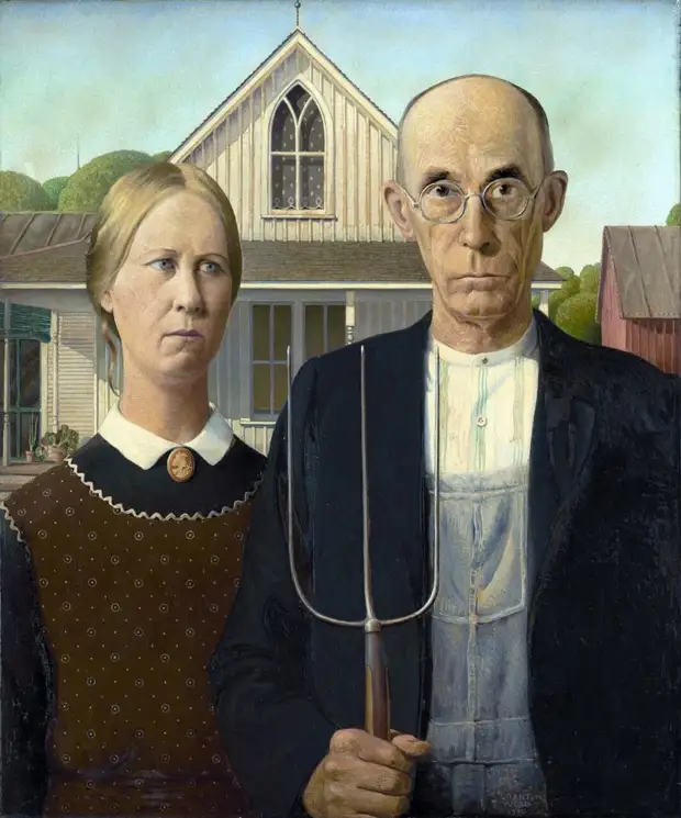 12 tegn kryptert i et maleri av Grant Wood