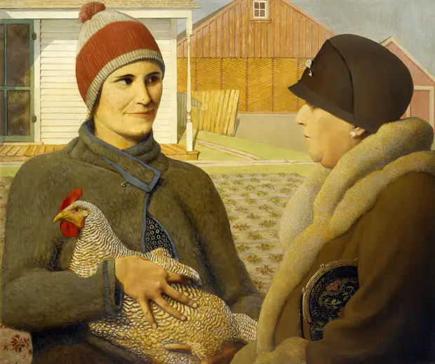 Tarehintsoratra 12 voahidy anaty sary hosodoko nataon'i Grant Wood