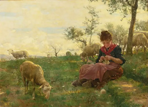 Kjærlighet ser ut og seirer ... Italiensk kunstner Raffaello Sorbi (1844 - 1931)