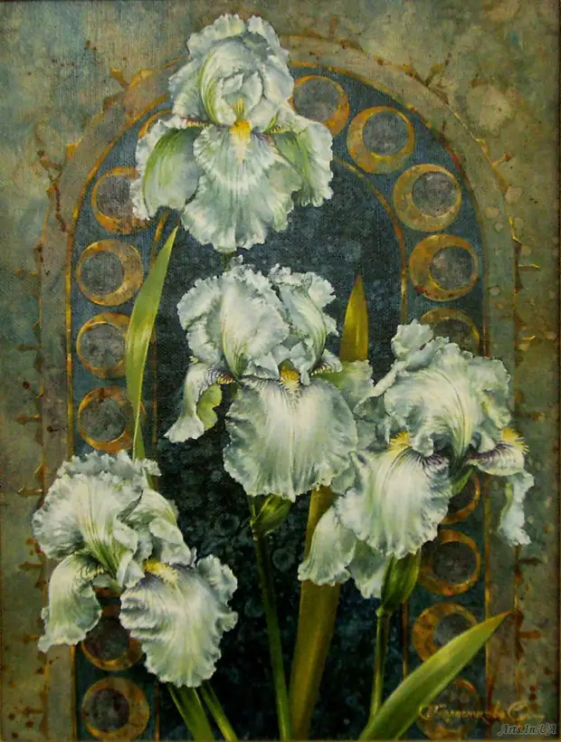 Buds, petals, karkatar da mai tushe ... Artist Olga Kolesnikova