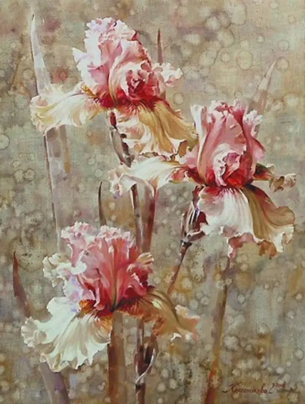 Buds, petals, flækjur af stilkur ... Artist Olga Kolesnikova