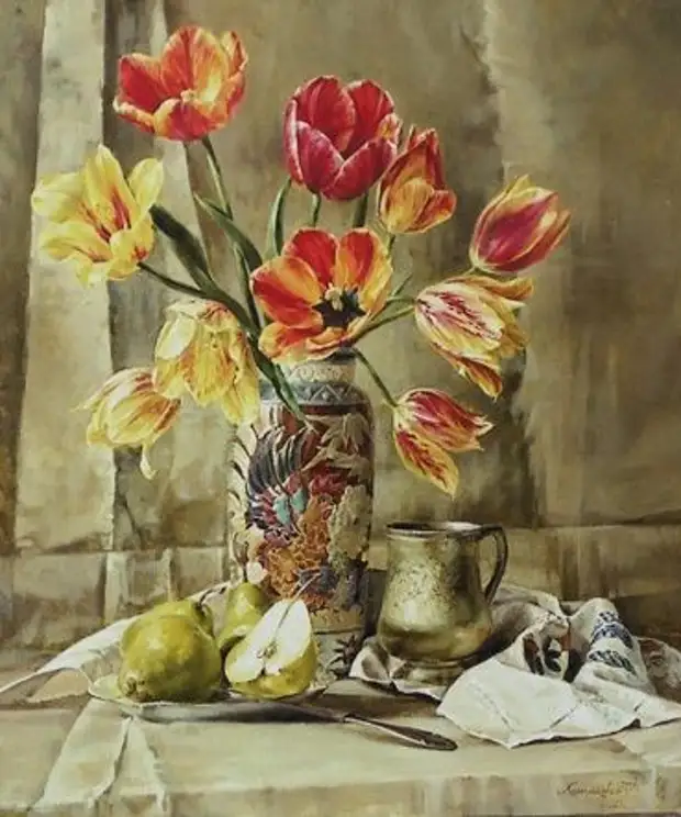 Buds, petals, kutenderera kwematemu ... Artist Olga Kolesnikova