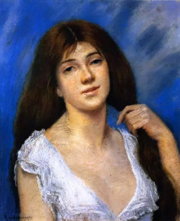 La belleza no se moverá con un dedo fino ... Artista italiano Federico Zandomeneghi (1841-1917)