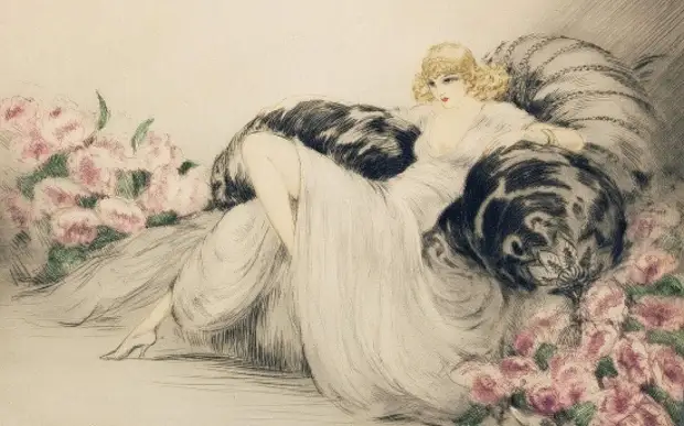 Artis Louis Icart (1888 - 1950). Kaéndahan fatal Paris