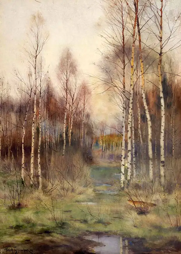 Un paesaggio lirico di natura mutevole ... Richard Alexandrovich Bergholz (1865-1920)