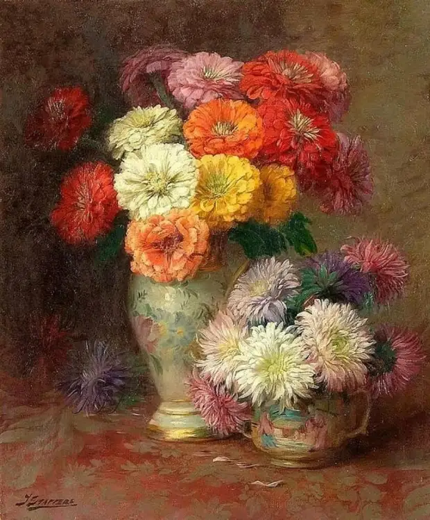 Konstnären Julien Stappers (1875 - 1960). Prakt av blommor