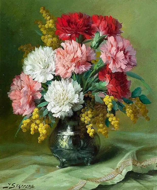 Kunstenaar Julien Stappers (1875 - 1960). Prag van blomme