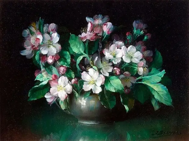 Artista Julien Stappers (1875 - 1960). Esplendor de flors