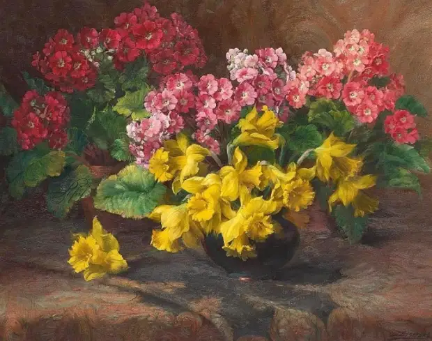 Konstnären Julien Stappers (1875 - 1960). Prakt av blommor