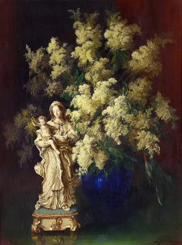 Kunstner Julien Stappers (1875 - 1960). Prakt av blomster