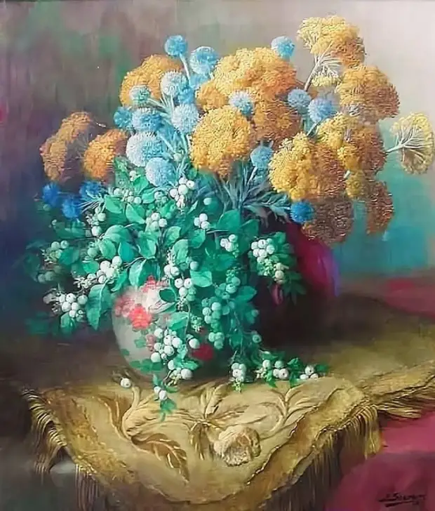 Artista Julien Stappers (1875 - 1960). Esplendor de flors