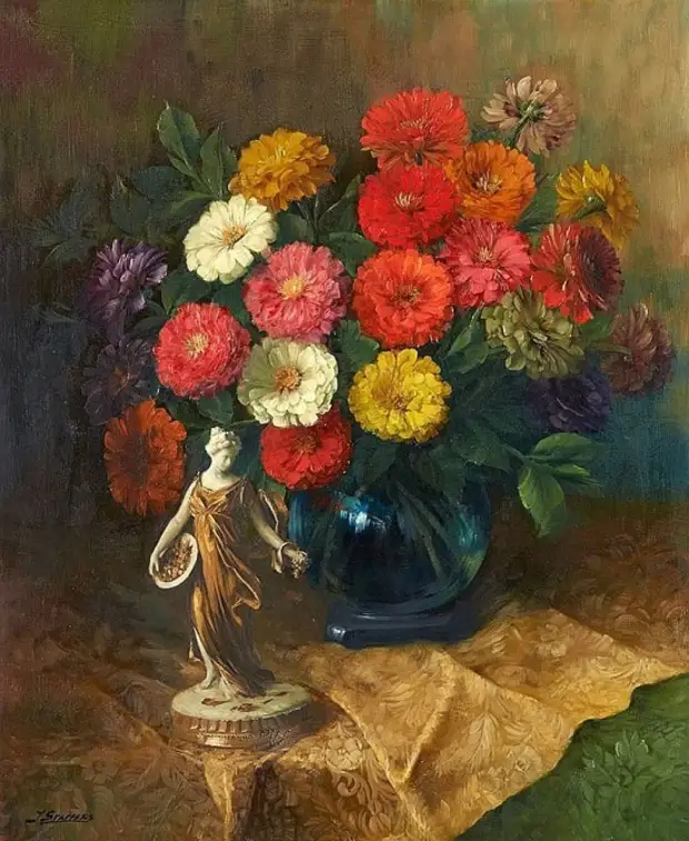 Artiste Julien Stappers (1875 - 1960). Splendeur des fleurs