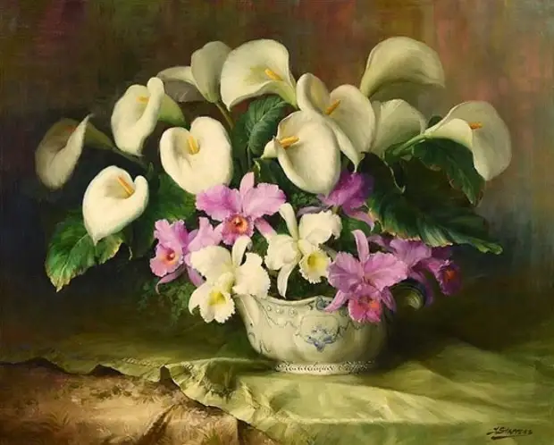 Konstnären Julien Stappers (1875 - 1960). Prakt av blommor