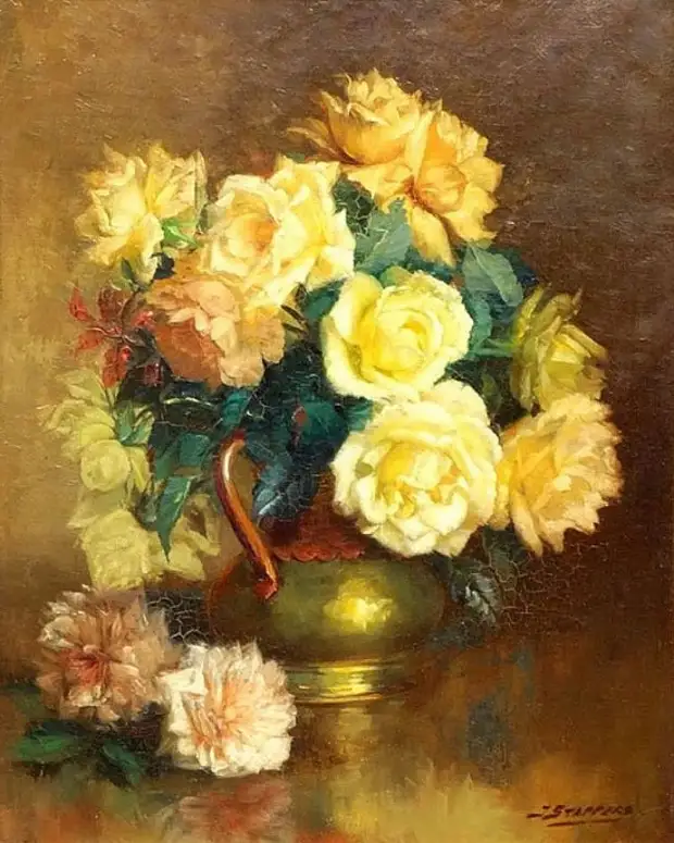 Konstnären Julien Stappers (1875 - 1960). Prakt av blommor