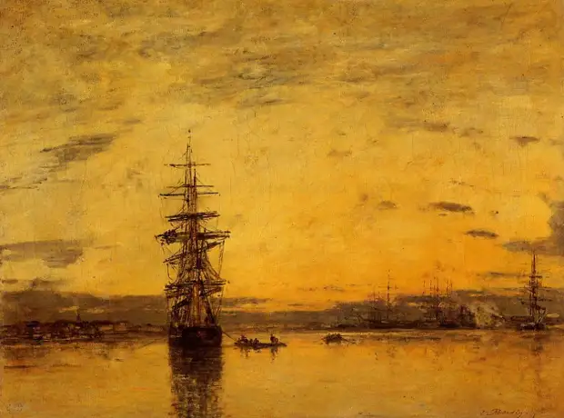 Francúzsky umelec Eugene -Louis Boudin (Eugene Boudin, 1824 - 1898)