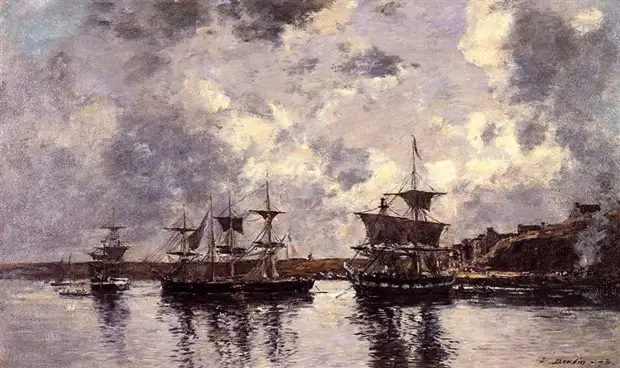 Franču mākslinieks Eugene -Louis Boudin (Eugene Boudin, 1824 - 1898)