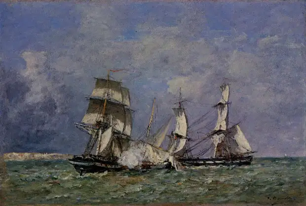 Fransk kunstner Eugene -Louis Boudin (Eugene Boudin, 1824-1898)