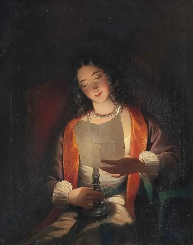 Umjetnik Petrus van Schendel (1806 - 1870). Dok svijeća gori