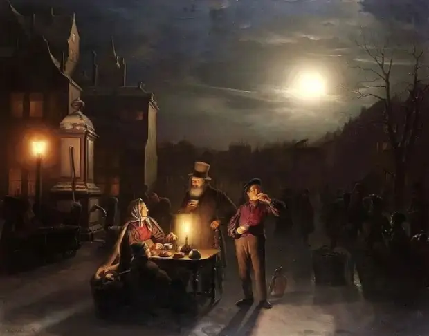 ศิลปิน Petrus van Schendel (1806 - 1870) ในขณะที่เทียนกำลังลุกไหม้