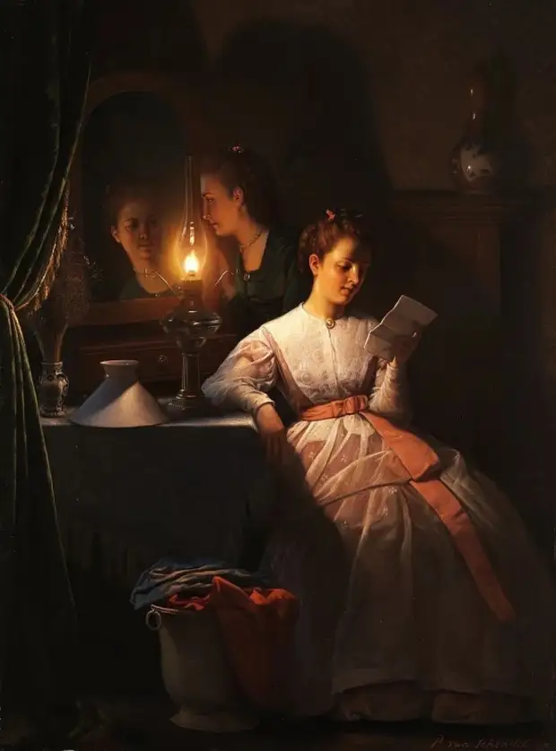 Umjetnik Petrus van Schendel (1806 - 1870). Dok svijeća gori