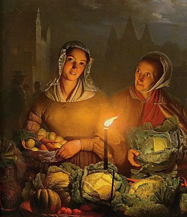 Umjetnik Petrus van Schendel (1806 - 1870). Dok svijeća gori